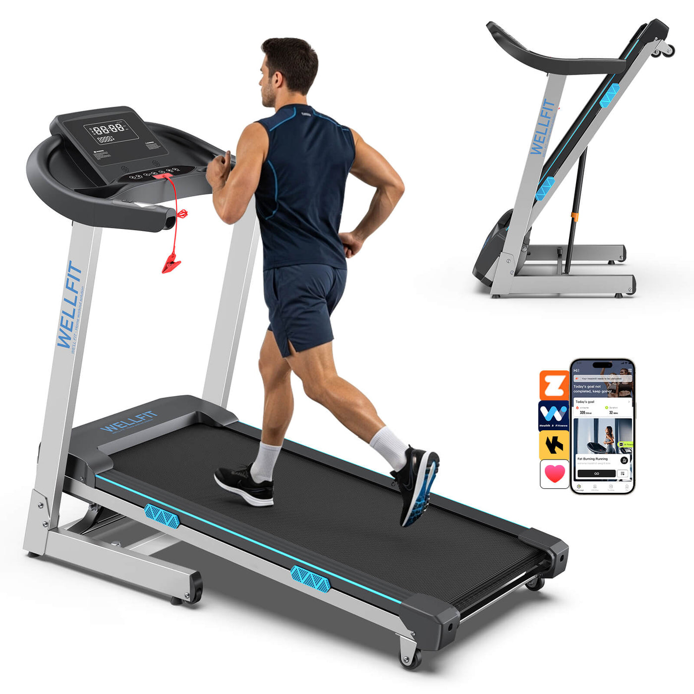 Folding Treadmill With 400lbs Capacity 15% Auto Incline 18*43 " Running ...