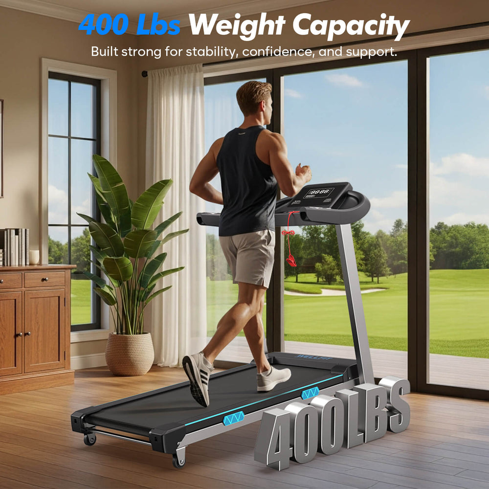 Folding Treadmill With 400lbs Capacity 15% Auto Incline 18*43 " Running ...