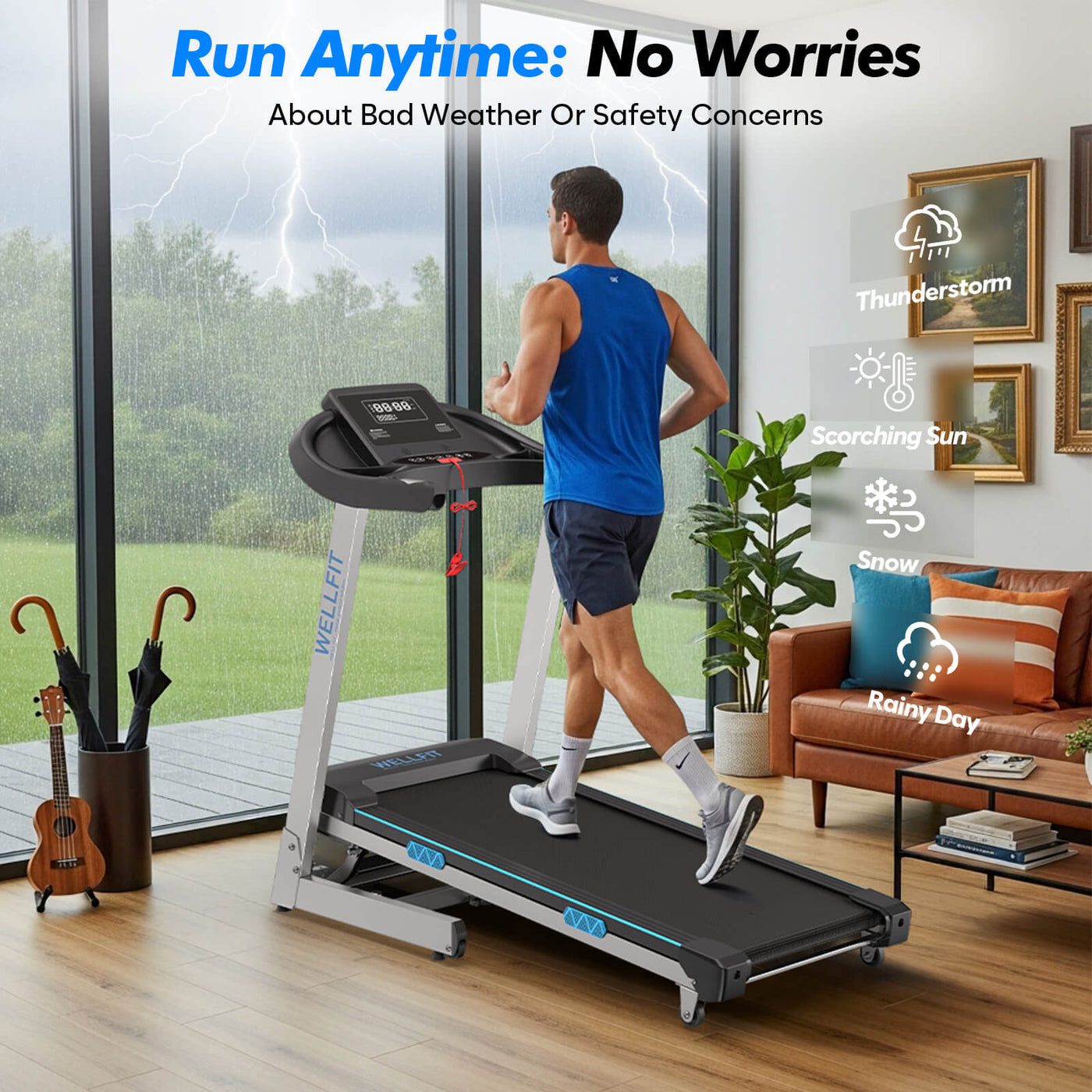 Folding Treadmill With 400lbs Capacity 15% Auto Incline 18*43 " Running ...