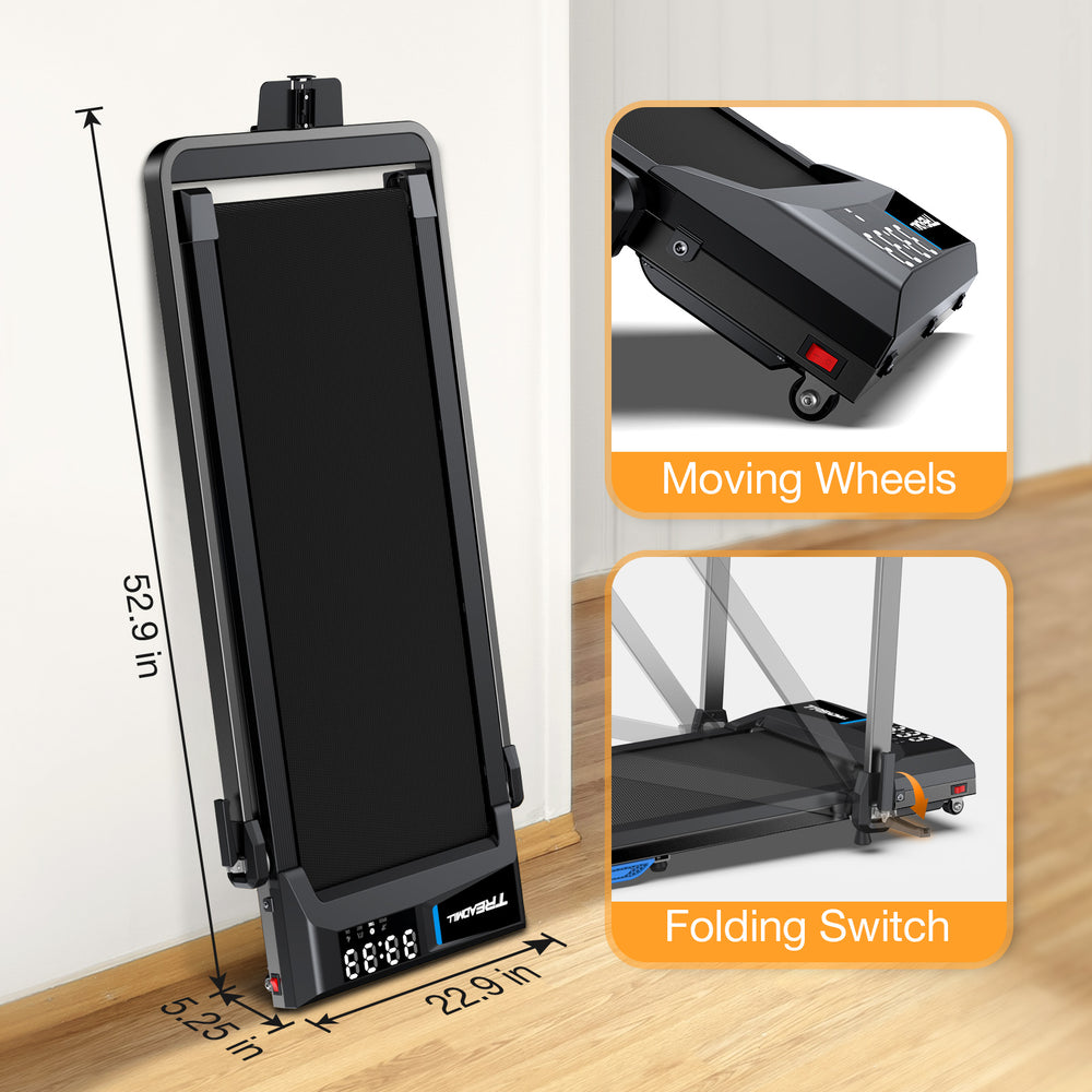 TM010 Compact Folding Treadmill With 10% Incline Perfect For Small Place