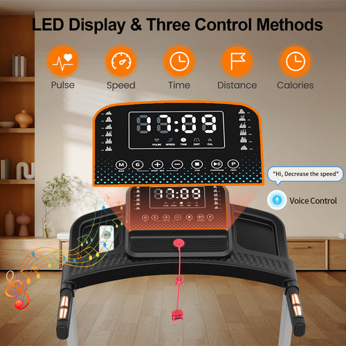 TM015-Foldable Incline Treadmill With Side Rails 350 lbs Capacity