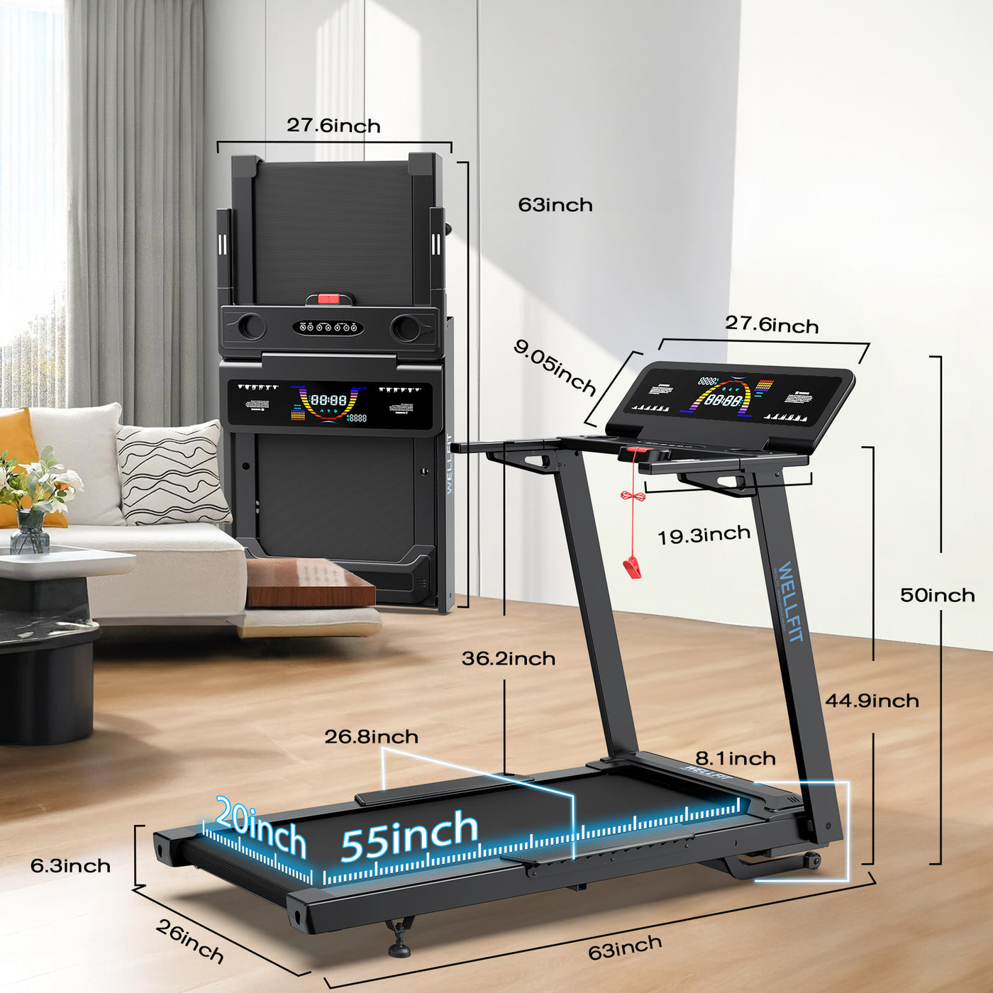 20x55In Running Area 500lbs Capacity Heavy Duty Treadmill With 12% Auto ...