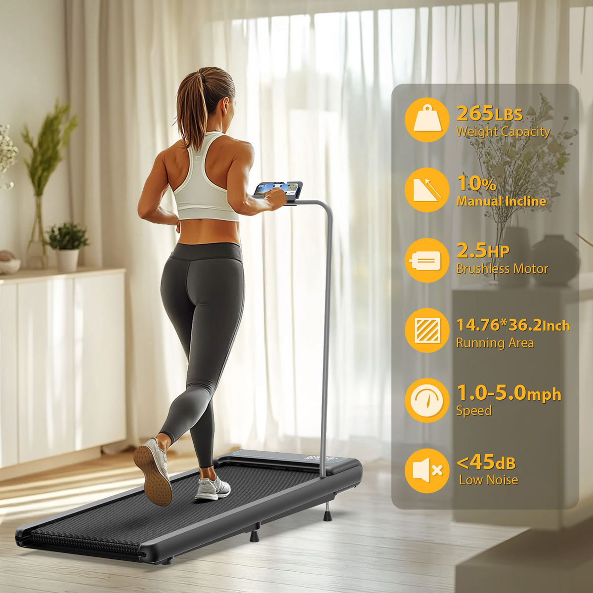 【New Arrival】TM030 Treadmill With 10% Incline & Mute Function