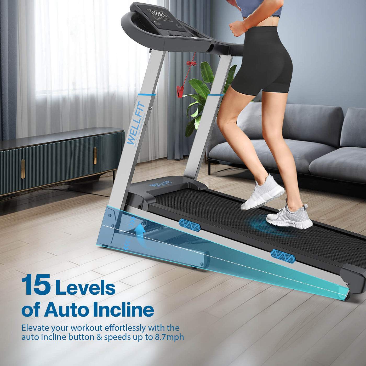 Height Adjustable Folding Treadmill With 400lbs Capacity 15% Auto ...